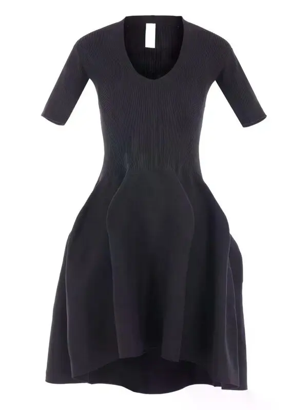 CFCL Ribbed V-neck Flared Knit Dress