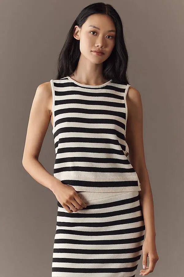 Sanctuary Sweater Tank Top - Black & White Pattern
