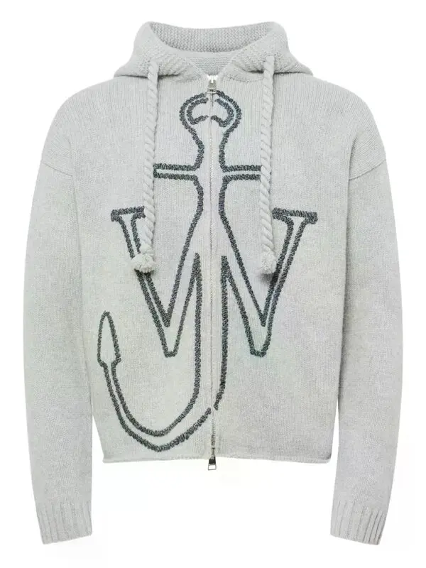 JW Anderson Anchor-logo Zip-up Cardigan - Grey