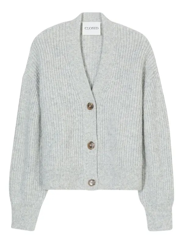 Closed V-neck Wool Blend Cardigan - Light Grey