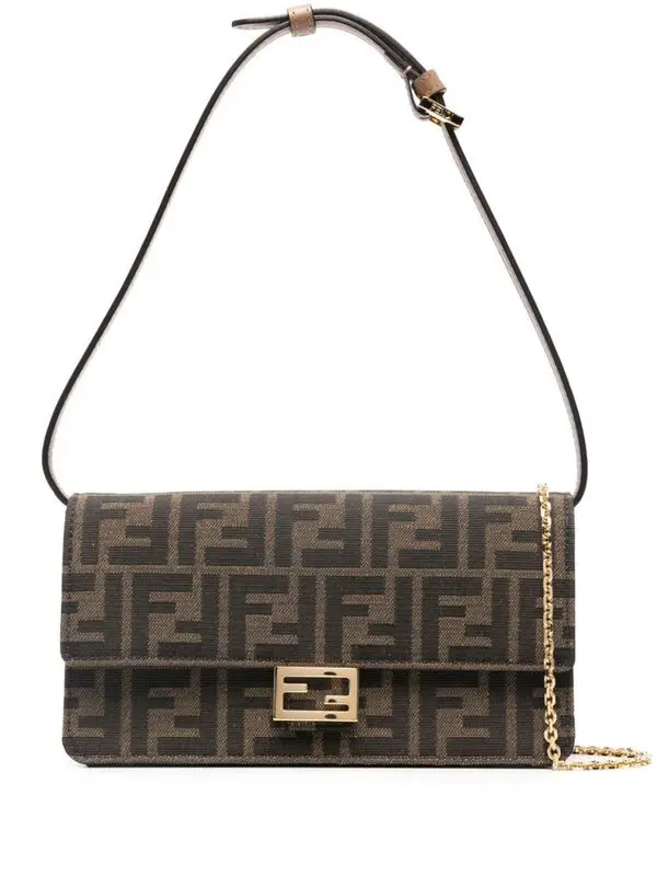 Fendi Wallet On Chain Ff Jacquard Uette Bags - Brown