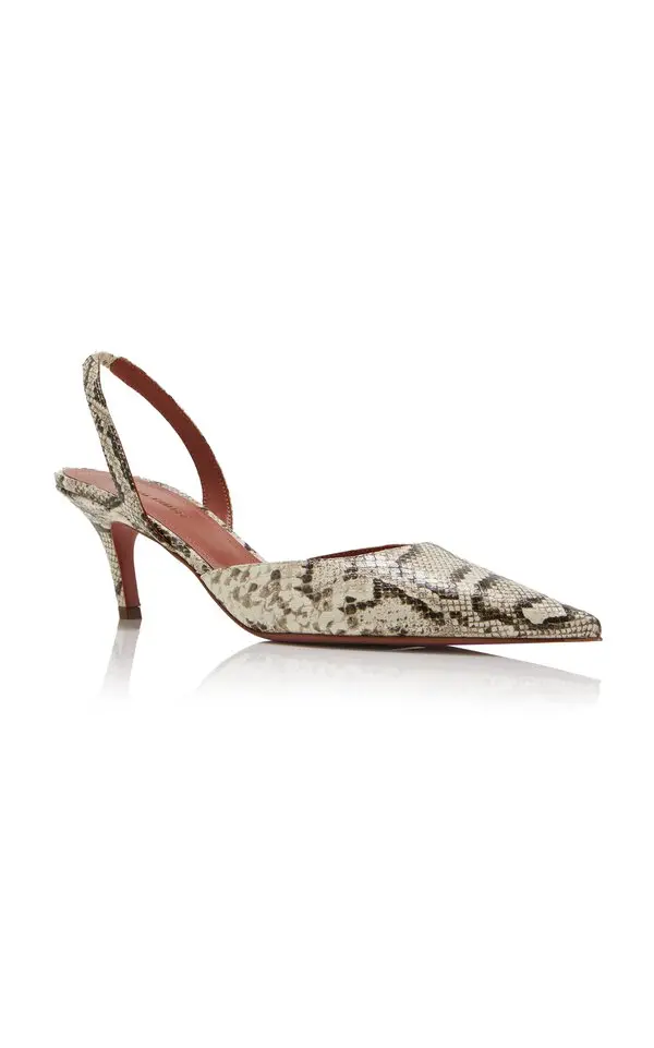 Amina Muaddi Sofia Snake-effect Slingback Pumps