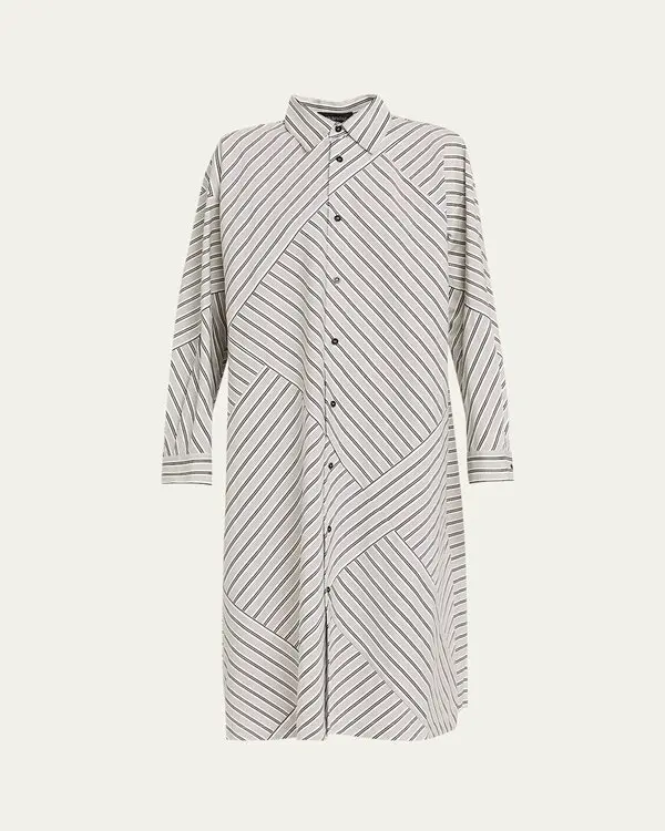 Eskandar Slim A-line Long-sleeve Midi Shirt Dress