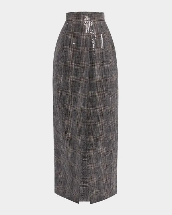 Brunello Cucinelli Prince Of Wales Wool Skirt