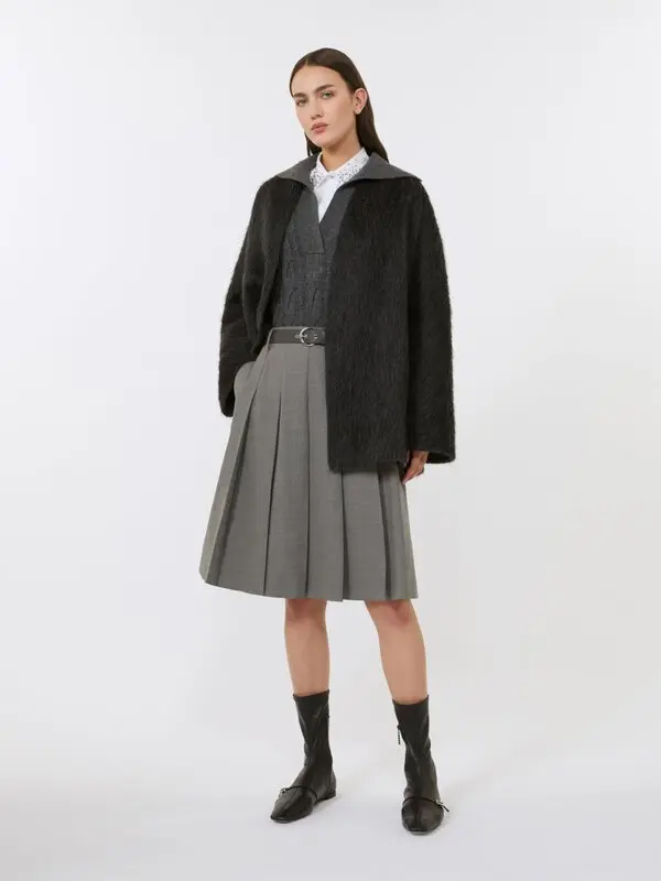 Max Mara Pleated Midi Wool Skirt