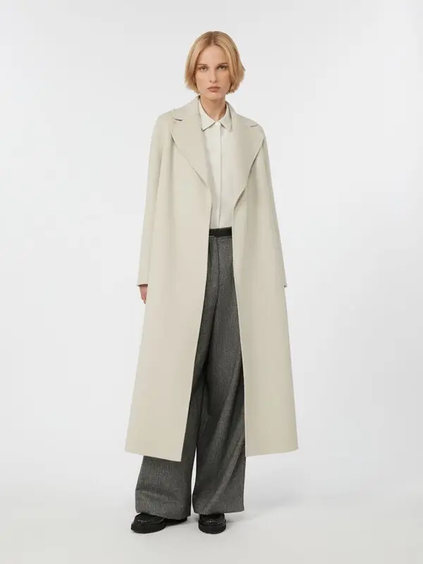 Max Mara Wool Drap Wrap Coat - Ecru