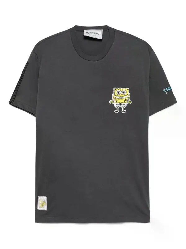 Iceberg Cartoon-print Sleeve-detail T-shirt - Grey
