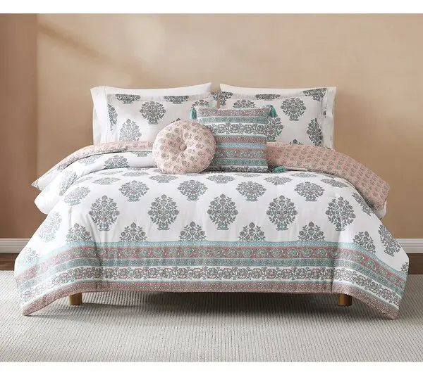 LUSH DECOR Sofia Flower Block Comforter 5pc Set King/cal King