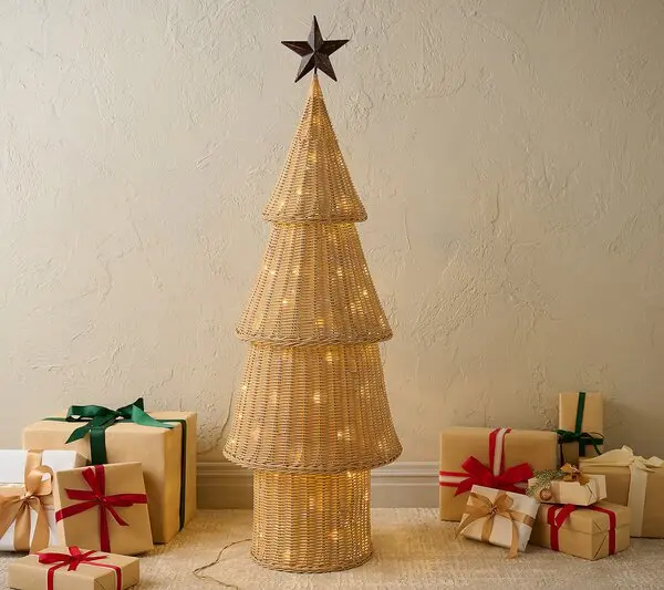 HOME REFLECTIONS 4' Lit Faux Rattan Tiered Tree