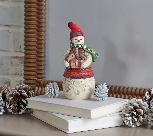 JIM SHORE Heartwood Creek 7' Snowman With Log Cabin