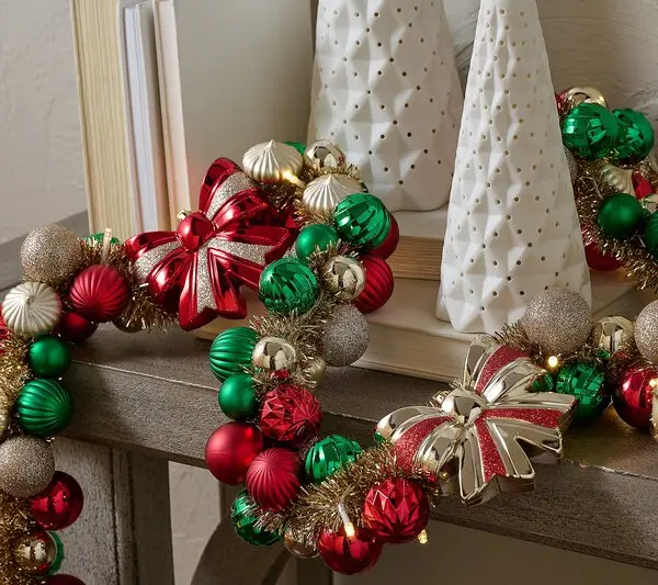 KRINGLE EXPRESS As Is 6' Lit Shatterproof Ornamentgarland