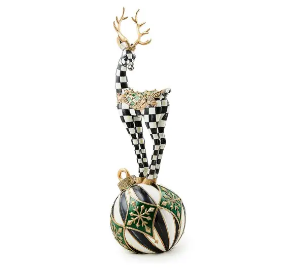 MACKENZIE-CHILDS Emerald Luxe Deery Deer On Ornament