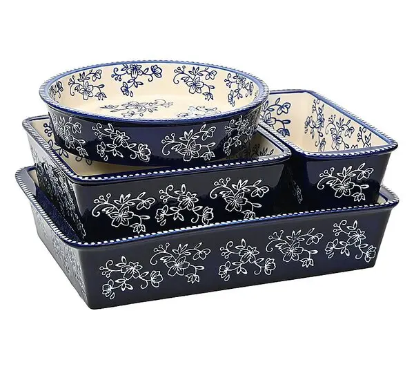 TEMP-TATIONS As Is Floral Lace 5-pc Nestable Bakeware Set