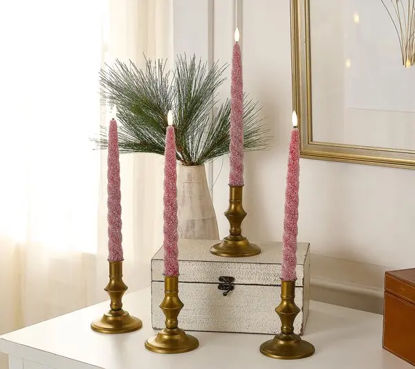 HOME REFLECTIONS S/4 Flameless Crystal Taper Candles