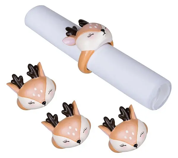 VALERIE PARR HILL Oh Deer Napkin Ring Set Of 4 Valerie