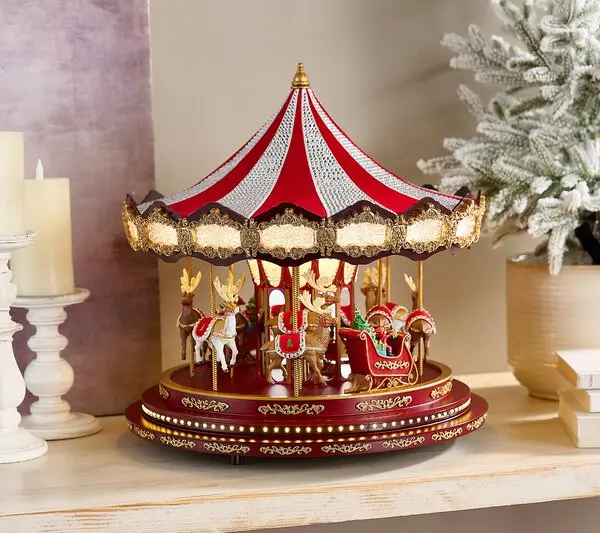 MR. CHRISTMAS As Is 16' Deluxe Crystal Animatedcarouse