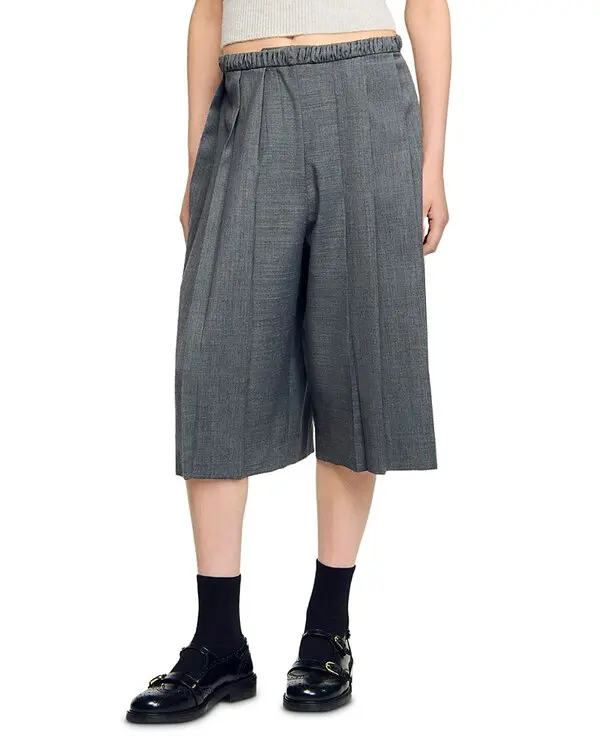 Sandro Pleated Long Shorts - Grey