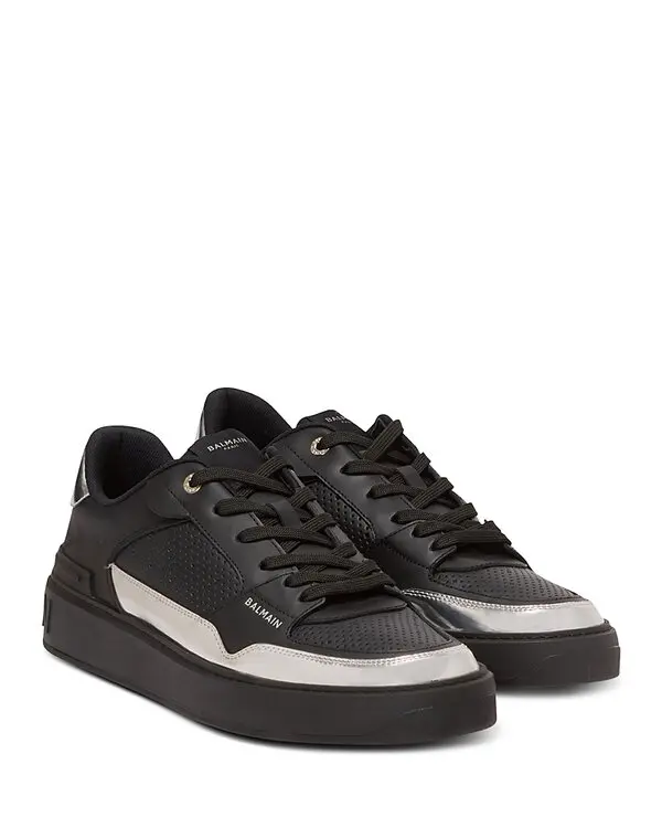 Balmain B-court Flip Lace Up Sneakers - Black/silver