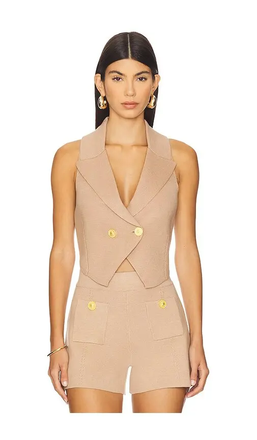 L'Agence Zadie Knit Vest - Dark Cappuccino & Gold