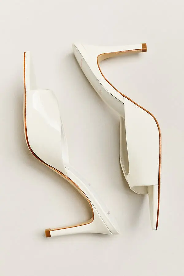 BLACK SUEDE STUDIO Brea 80 Mule Heels - White Patent