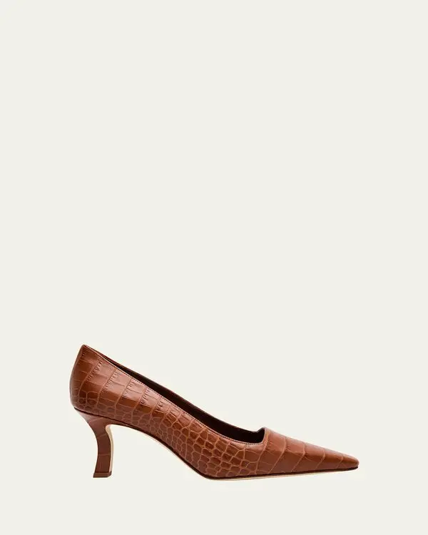 Manolo Blahnik Moiralo Croc-embossed Leather Pumps