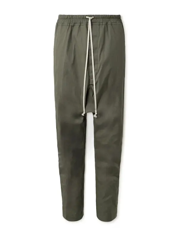 Rick Owens Tapered Cotton-blend Poplin Trousers - Green