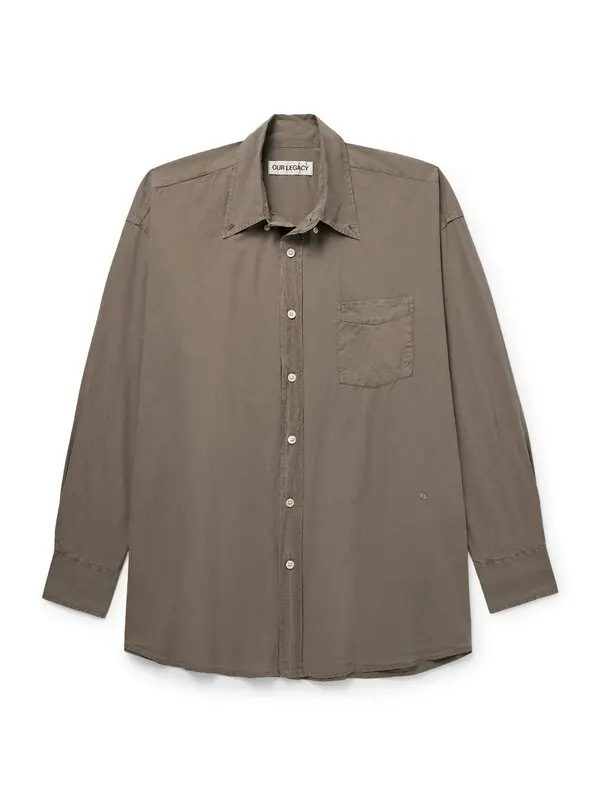 Our Legacy Borrowed Button-down Collar Cotton-voile Shirt - Brown