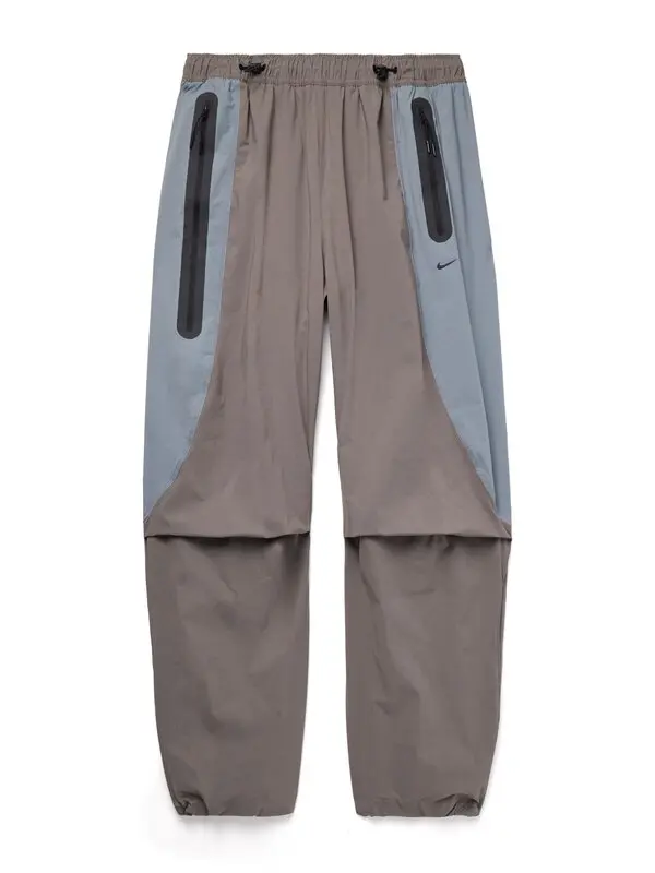 Nike Tech Wide-leg Colour-block Dri-fit Track Pants - Gray