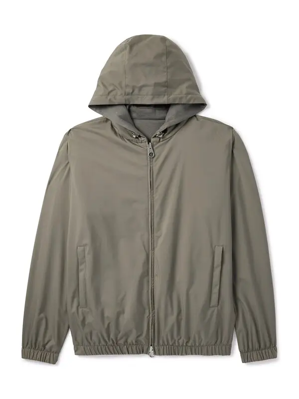 Loro Piana Reversible Storm System® Windmate® Shell And Cashmere Hooded Bomber Jacket - Green