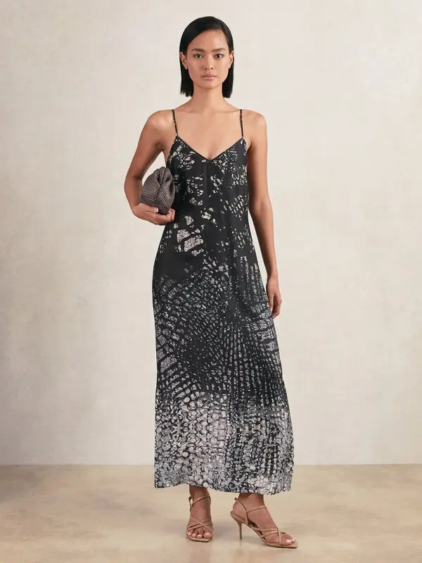 REISS Lornie Printed Maxi Slip Dress