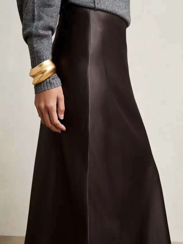REISS Saskia Silk Slip Maxi Skirt - Mauve