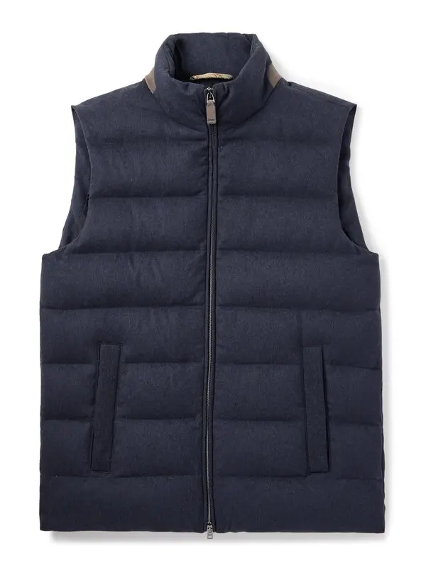 Herno Suede-trimmed Quilted Down Gilet