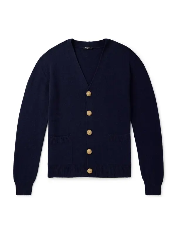Balmain Recycled-cashmere Cardigan - Blue