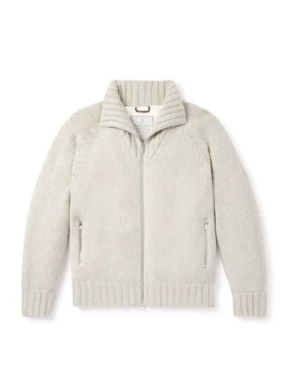 Brunello Cucinelli Cashmere Zip-up Cardigan - Gray