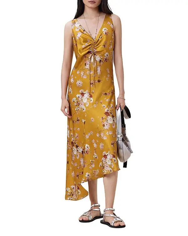 All Saints Alexi Floral Print Dress - Armada Deep Yellow