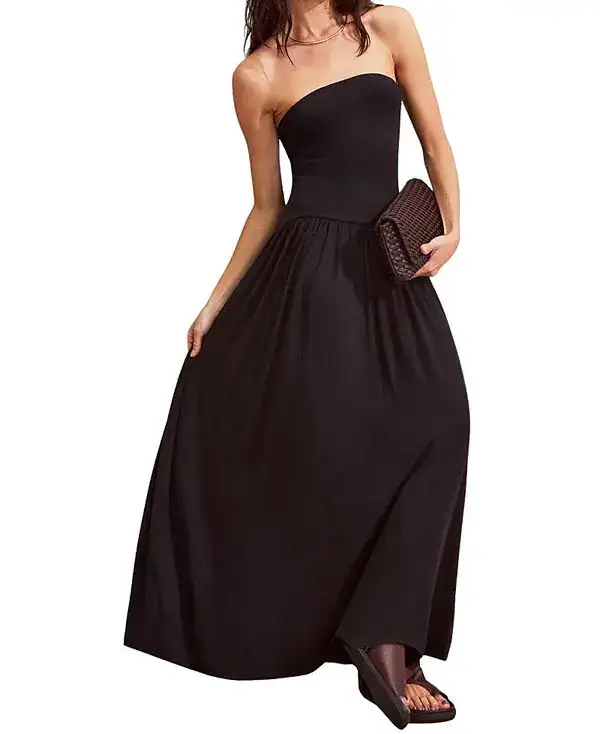 Ro&Zo Jersey Bandeau Dress In Black | Editorialist