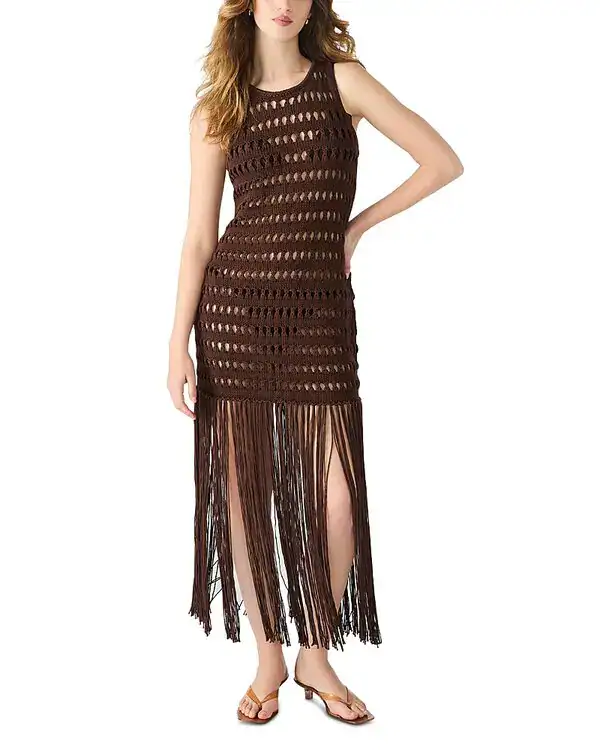 chocolate brown crochet dress RHYTHM MADDIE KNIT SCOOP NECK MINI DRESS main image 1