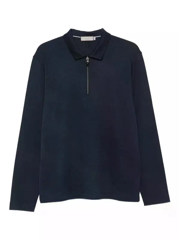 Canali Zip-neck Long-sleeve Sweater - Blue