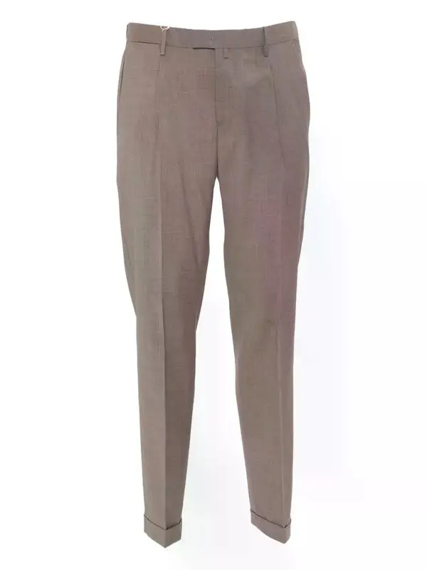 BRIGLIA 1949 Pleated Cuffed Trousers - Brown