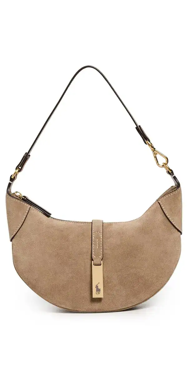 Ralph Lauren Polo Id Suede Mini Shoulder Bag - Clay | Editorialist