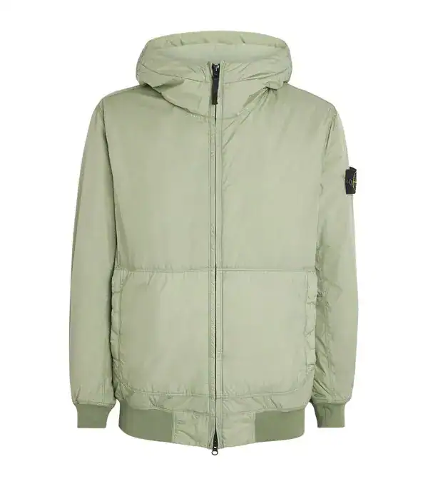 Stone Island Wind Resistant Crinkle Reps Bomber Jacket Green - Main Image