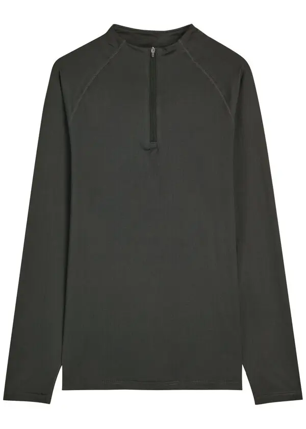 CONDITION Quarter-zip Stretch-jersey Top - Dark Grey