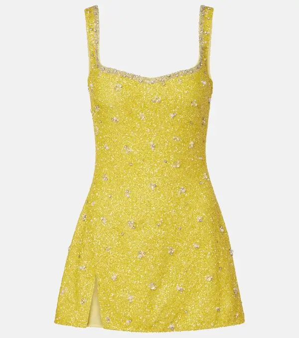 CLIO PEPPIATT Crystal-embellished Mini Dress - Yellow