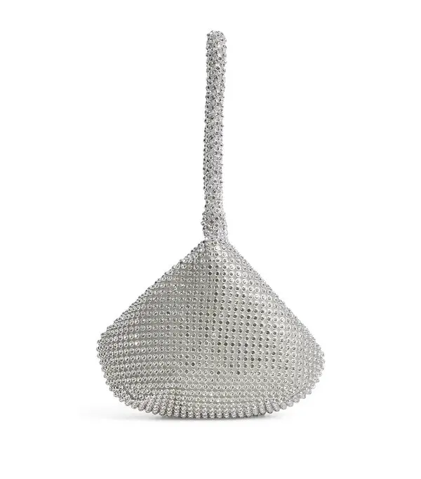 DAVID CHARLES Diamanté Embellished Pouch With Top Handle - Silver