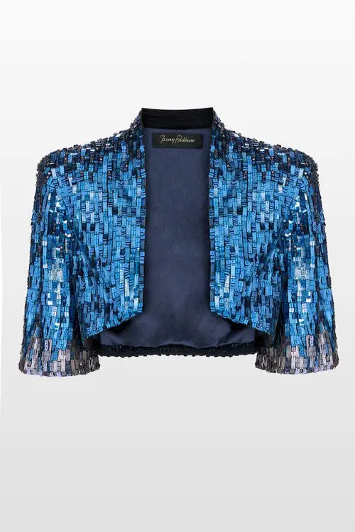 Jenny Packham Cristobel Sequin Jacket - Mockingbird Blue