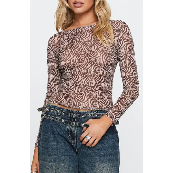 Princess Polly Abstract Print Mesh Top