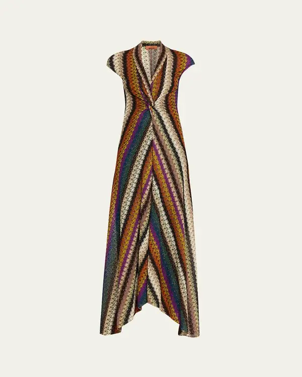 Missoni Metallic Stripe Twisted Maxi Dress - S72le-yellow And Pur