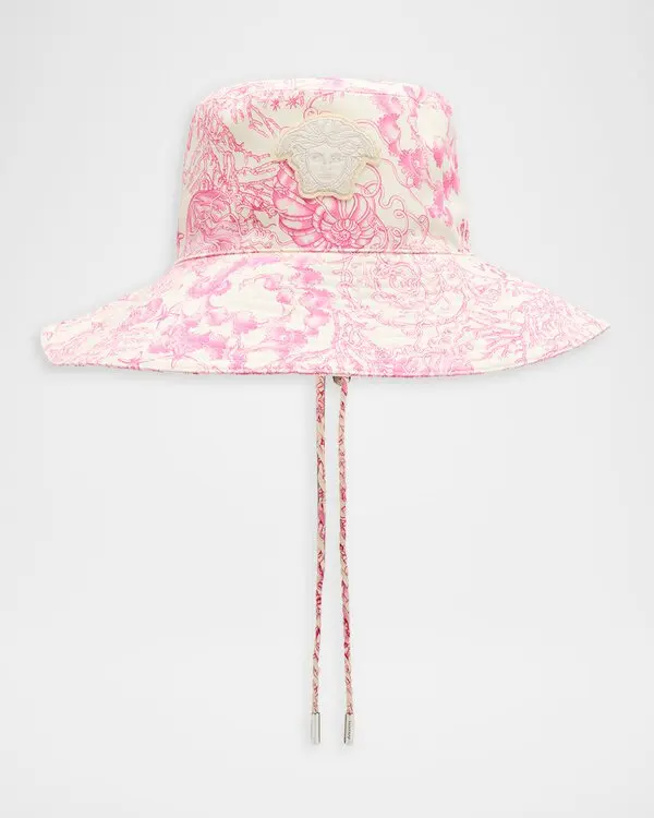 Versace Underwater Baroque Bucket Hat - 5k660 Eggshell Dragonfruit