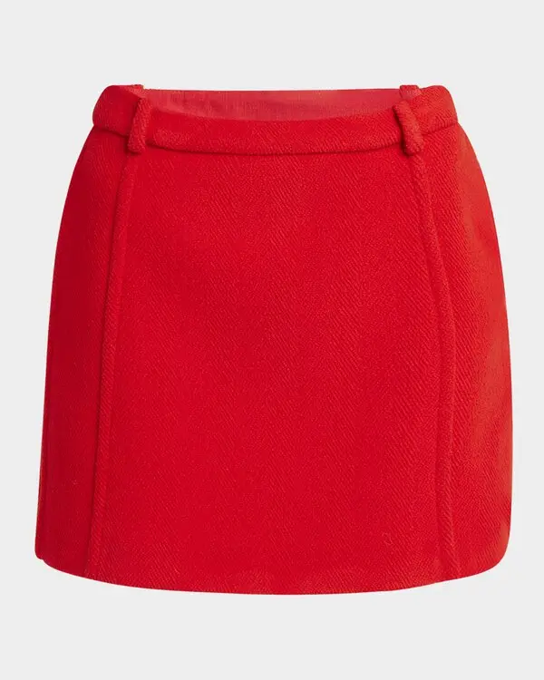 JIL SANDER Herringbone Mini Skirt - Strawberry