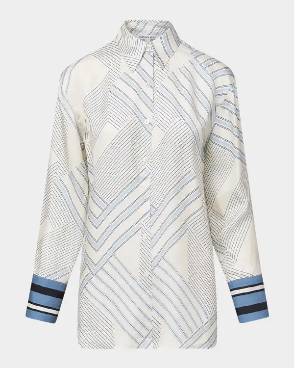 Veronica Beard Delila Printed Long-sleeve Blouse